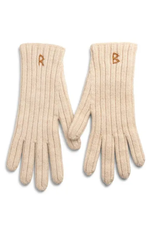 Ruslan Baginskiy Monogram Embroidered Merino Wool Gloves - Beige