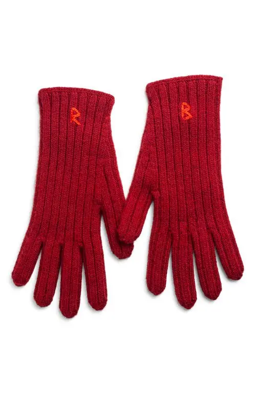 Ruslan Baginskiy Monogram Embroidered Merino Wool Gloves - Burgundy