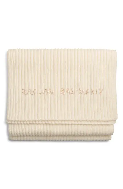 Ruslan Baginskiy Monogram Embroidered Merino Wool Scarf - Cream