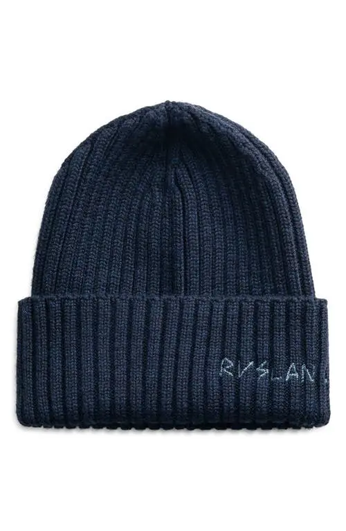 Ruslan Baginskiy Monogram Embroidered Beanie - Blue