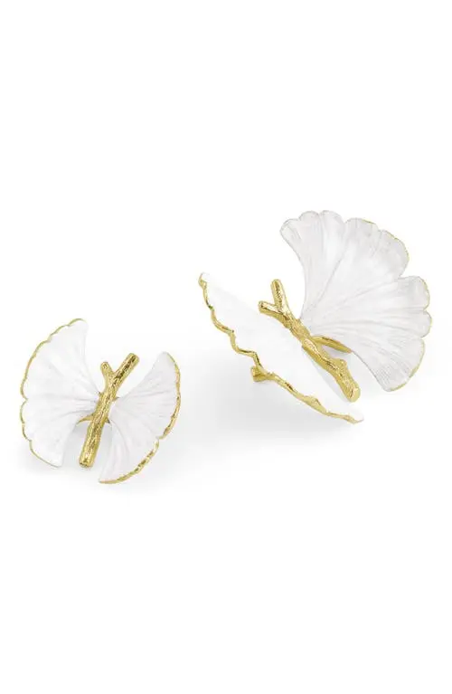 Michael Aram Set Of 2 Butterfly Ginkgo Decor Sculptures - White/gold