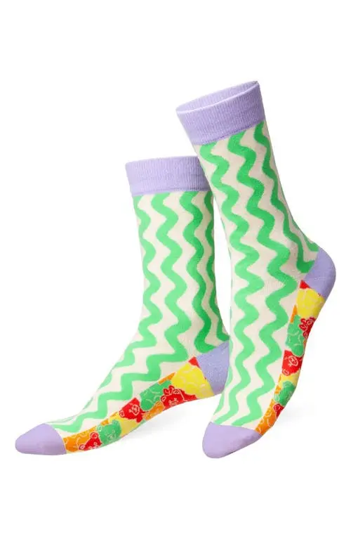 DOIY Jelly Bear Crew Socks - Green Multi