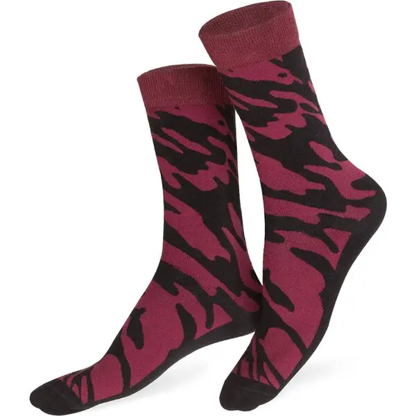 DOIY Printed Crew Socks - Burgundy