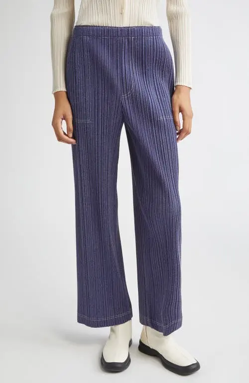Issey Miyake Trompe L'oeil Pleated Straight Leg Pants - Blue