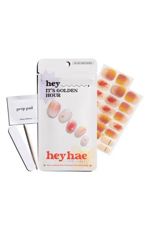 HEYHAE Sun-cured Gel Nail Strips - Orange Gold Glitter Neutral