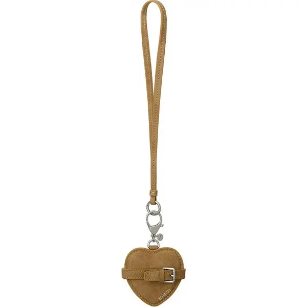 STAND OIL Belted Heart Mirror Bag Charm - Camel