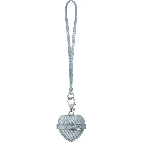 STAND OIL Belted Heart Mirror Bag Charm - Silver Denim