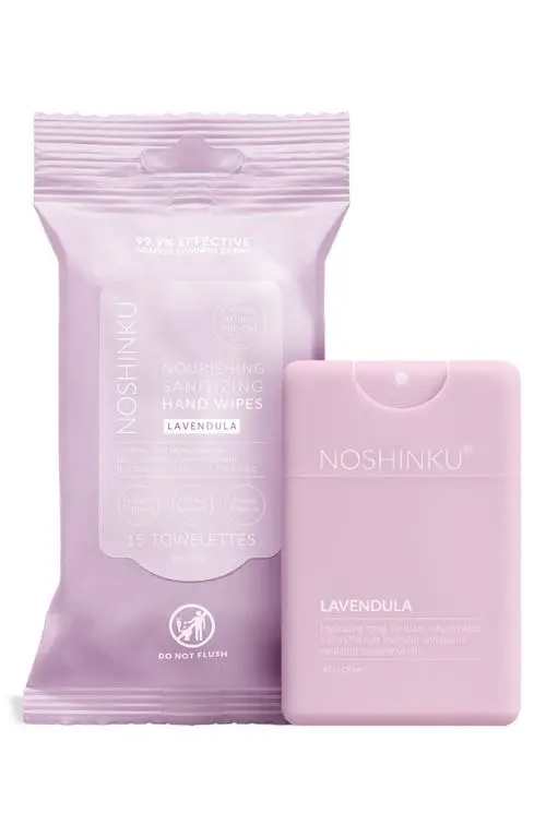 NOSHINKU Nourishing Sanitizing Spray & Wipes Clean Travel Set - Lavendula