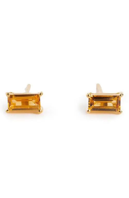 LOCAL ECLECTIC Baguette-cut Birthstone Stud Earrings - November Natural Citrine
