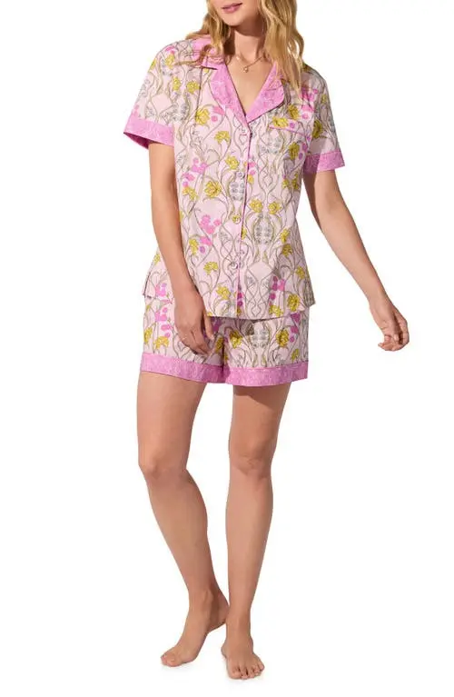 BEDHEAD PAJAMAS Floral Print Organic Cotton Poplin Short Pajamas - Fleur Nouveau