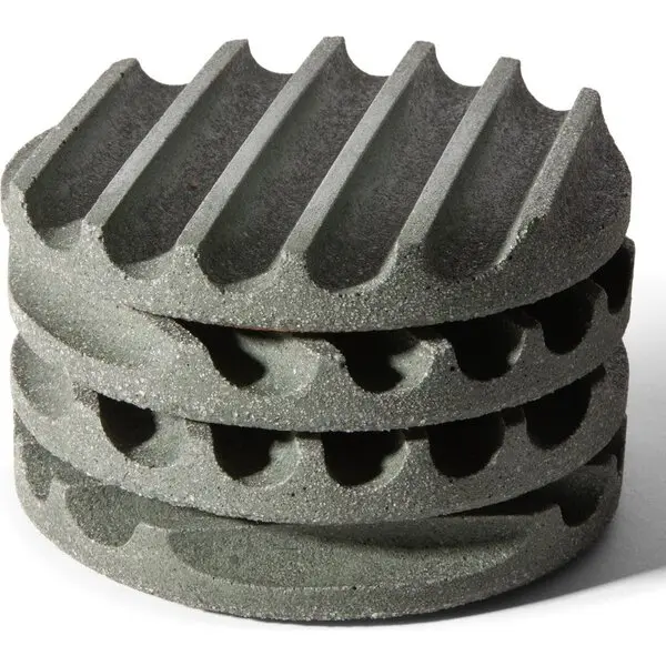 PRETTI.COOL Set Of 4 Ridged Concrete & Glass Coasters - Dark Green Terrazzo