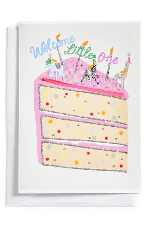 VERRIER Welcome Little One Cake Greeting Card - Pink