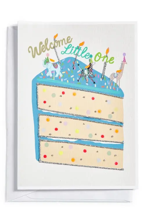 VERRIER Welcome Little One Cake Greeting Card - Blue Multi