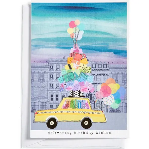 VERRIER Delivering Birthday Wishes Greeting Card - Yellow Multi