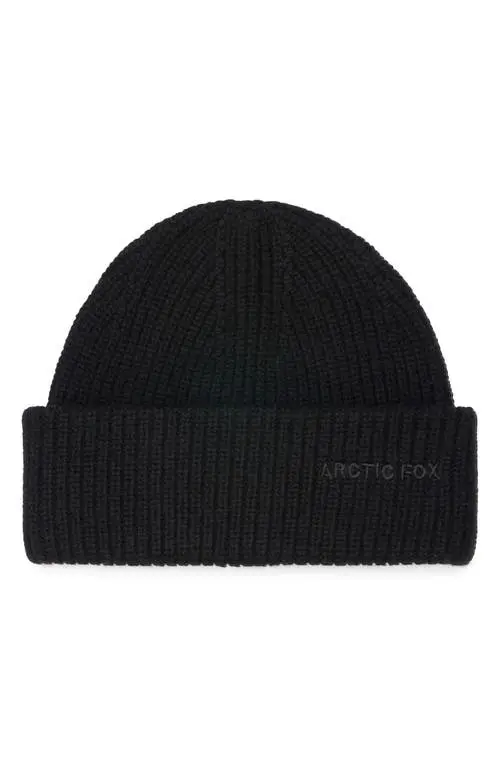 ARCTIC FOX & CO Embroidered Merino Wool Beanie - Arctic Black
