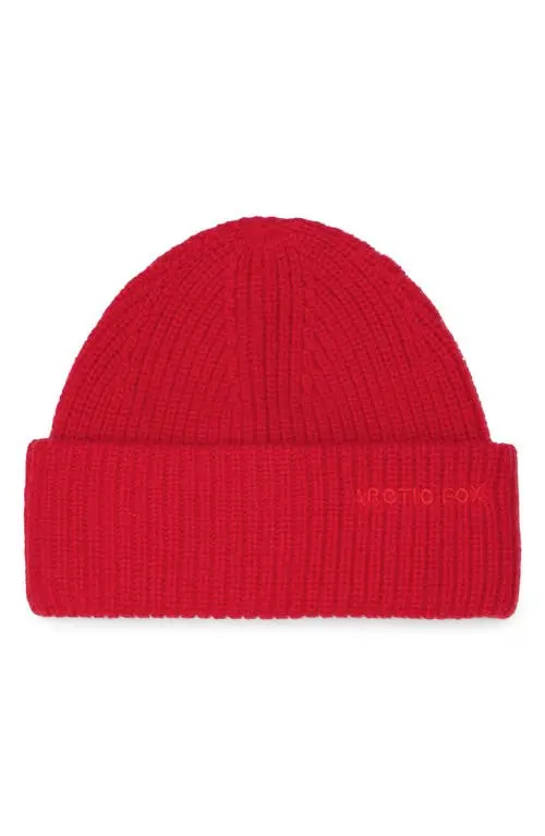 ARCTIC FOX & CO Embroidered Merino Wool Beanie - Flame Red