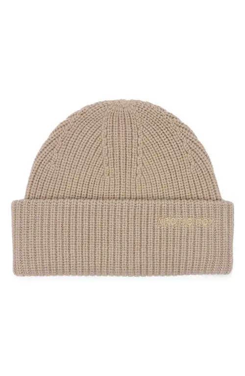 ARCTIC FOX & CO Embroidered Merino Wool Beanie - Soft Taupe