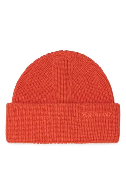 ARCTIC FOX & CO Embroidered Merino Wool Beanie - Sunkissed Coral