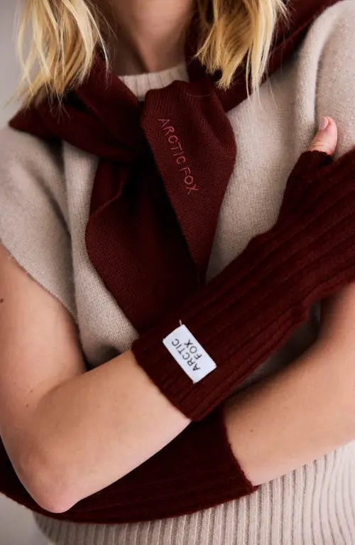 ARCTIC FOX & CO Merino Wool Fingerless Gloves - Dark Walnut Brown