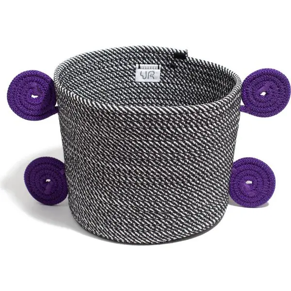UGLY RUGLY Spiral Storage Basket - Black White Stripe/purple