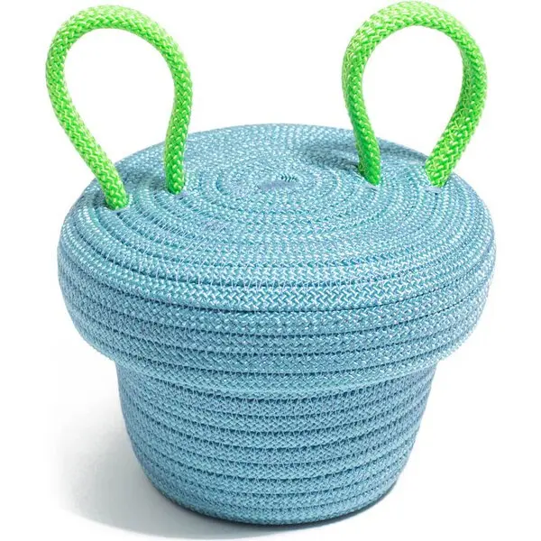 UGLY RUGLY Mini Lidded Storage Basket - Baby Blue Lime
