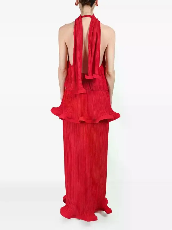 ROWEN ROSE Plunging-neck Pleated Gown