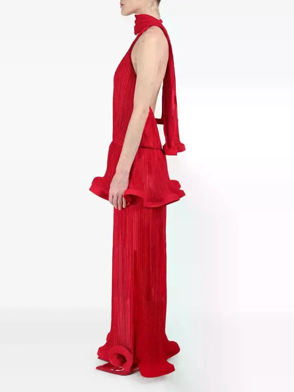 ROWEN ROSE Plunging-neck Pleated Gown