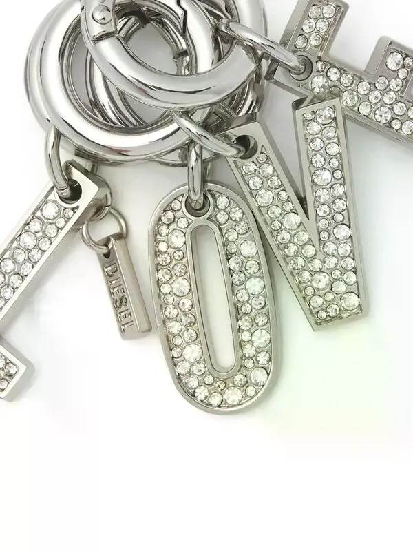 DIESEL Rhinestone Charm Keyring