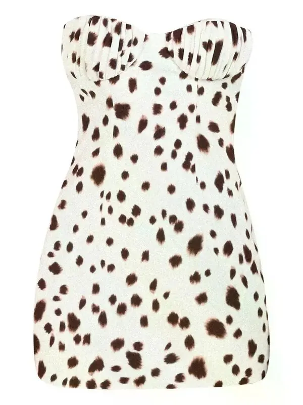 ROWEN ROSE Dalmatian-pattern Strapless Dress