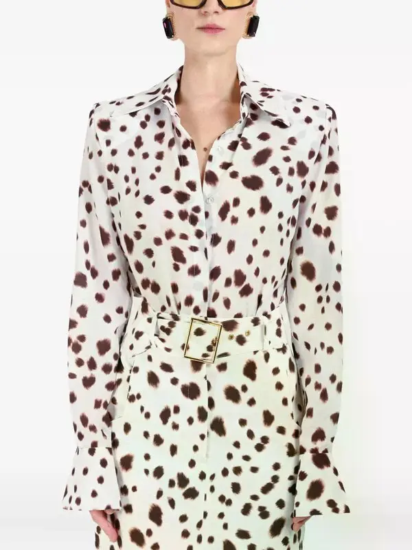 ROWEN ROSE Dalmatian-pattern Long-sleeve Shirt