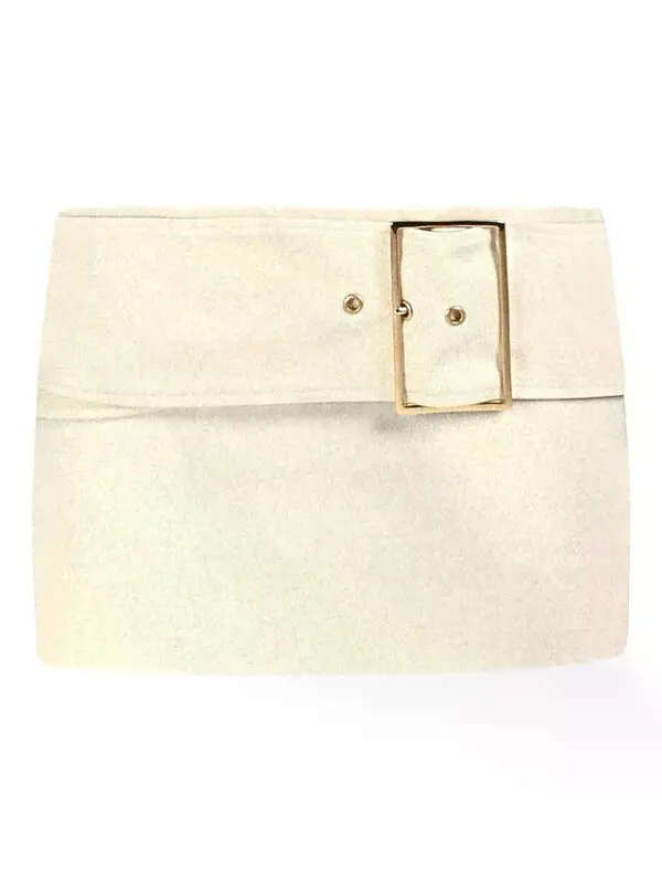 ROWEN ROSE Buckle Mini Skirt - Neutrals