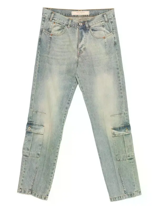 YES LONDON Whiskering-effect Cargo Jeans