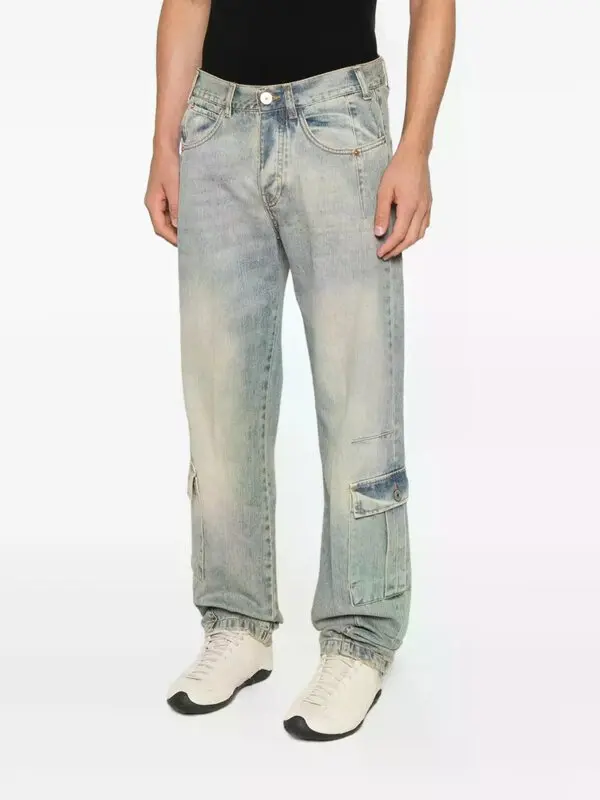 YES LONDON Whiskering-effect Cargo Jeans