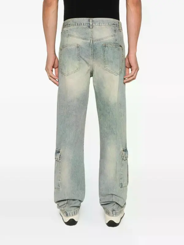 YES LONDON Whiskering-effect Cargo Jeans
