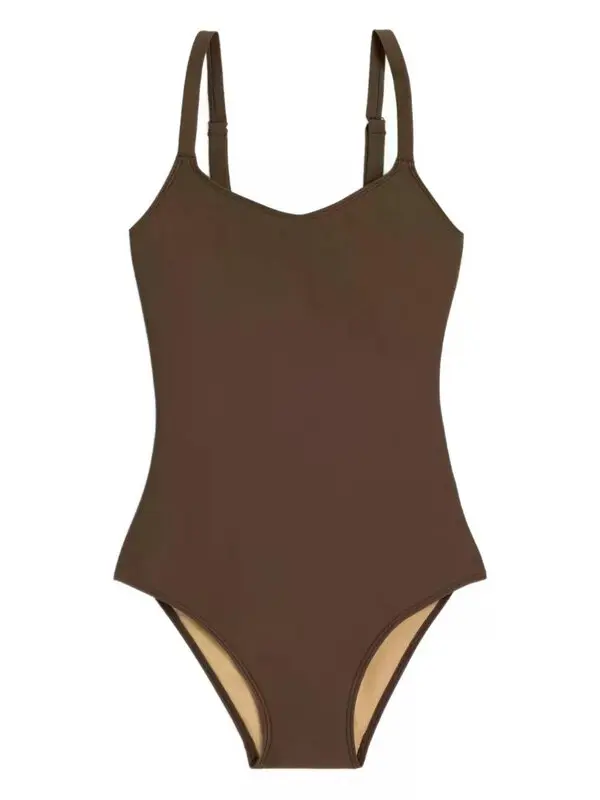 Ami Scoop-neck One-piece Swimsuit - Brown
