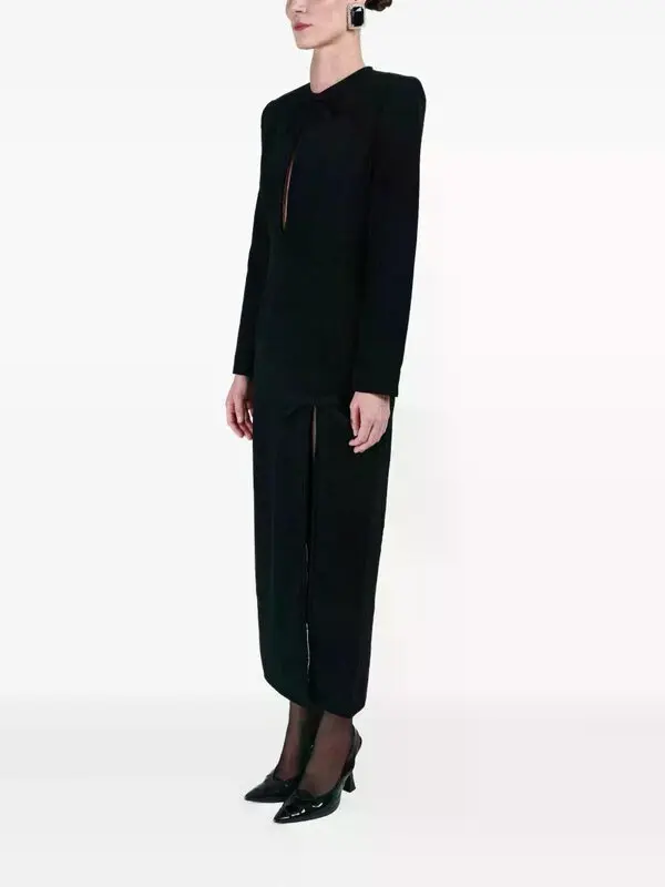 ROWEN ROSE Bow-detail Long Dress - Black