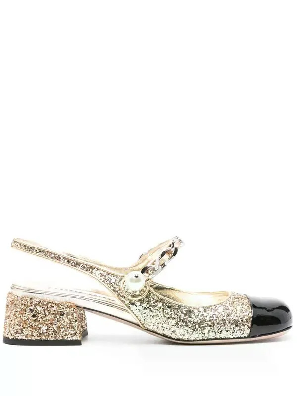 Miu Miu 35mm Glittered Slingback Pumps