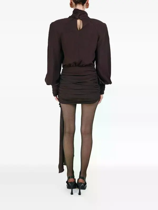 Rowen Rose Long Sleeve Mini Dress in BROWN. Size 38