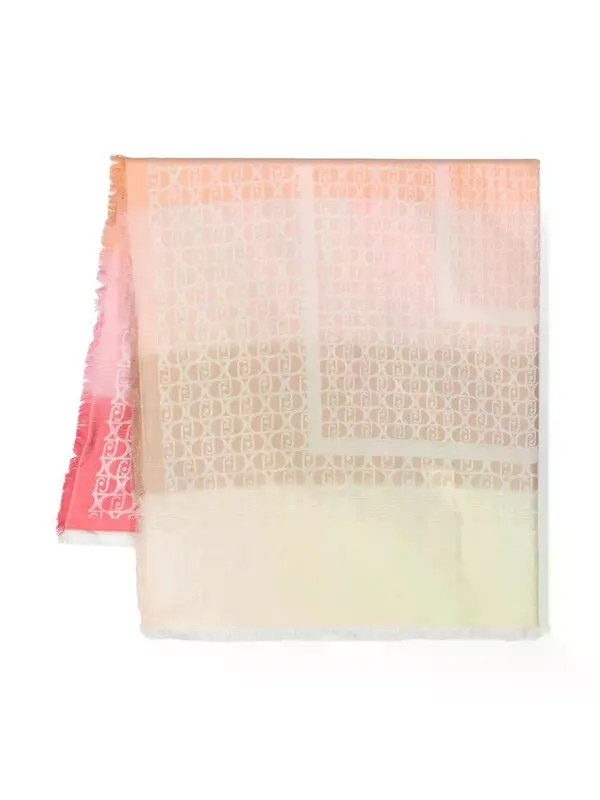 Liu Jo Frayed-edge Monogram-jacquard Scarf - Pink