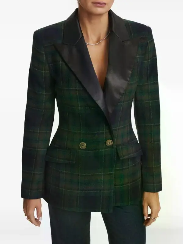 CUANNA Plaid-pattern Double-breasted Blazer