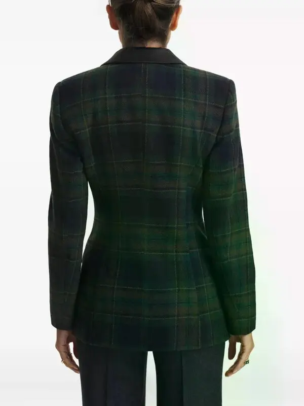 CUANNA Plaid-pattern Double-breasted Blazer