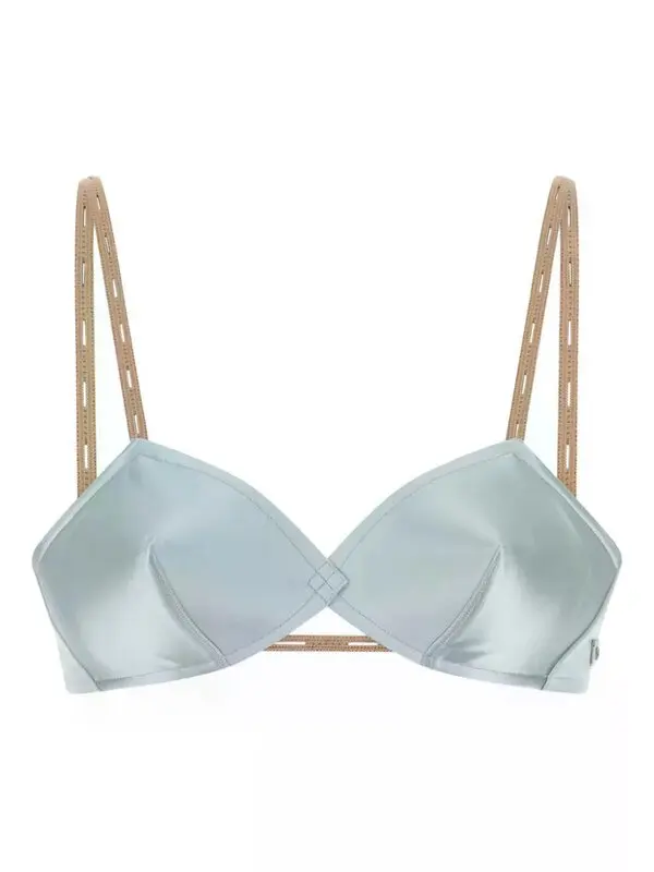 Miu Miu Logo-patch Satin Bra - Blue