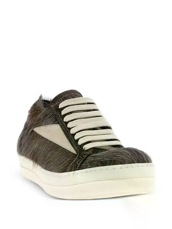 Rick Owens Leather Fur-appliqué Sneakers