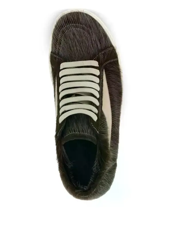 Rick Owens Leather Fur-appliqué Sneakers