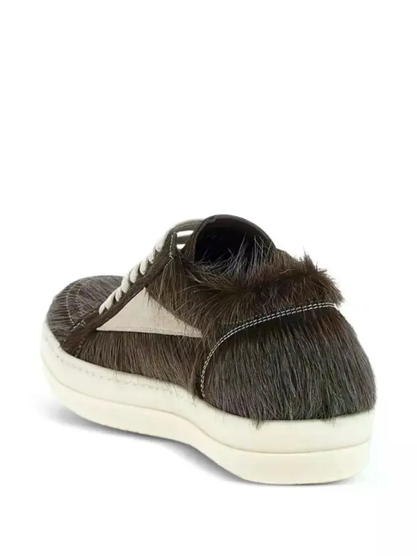 Rick Owens Leather Fur-appliqué Sneakers