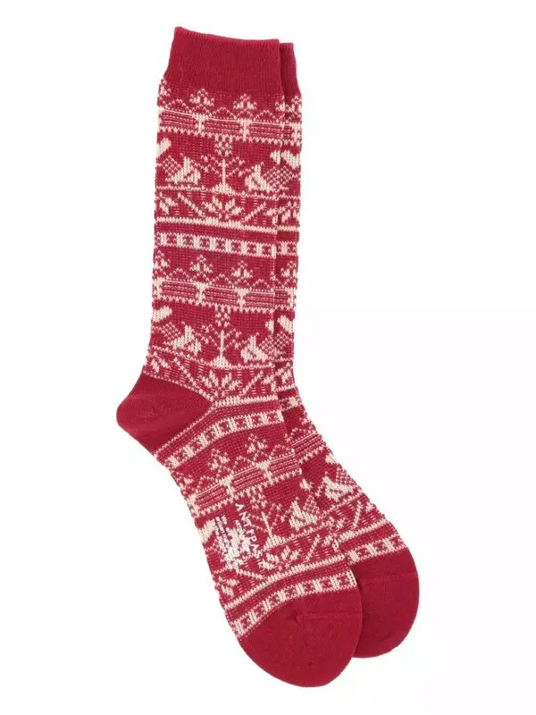 ANTIPAST Fair Isle-knit Ankle Socks - Red