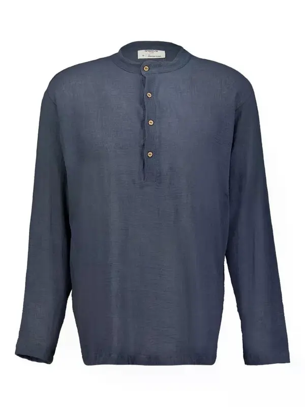 Spiritum Tulum Band-collar Shirt - Blue