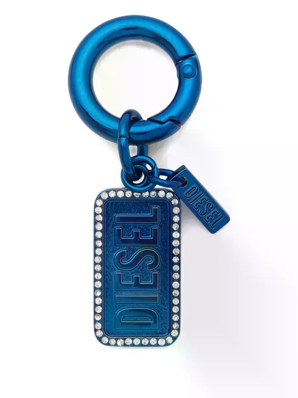 DIESEL® Embellished Charm Keyring - Blue