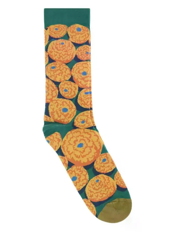 LA MAISON Floral Print Socks - Orange