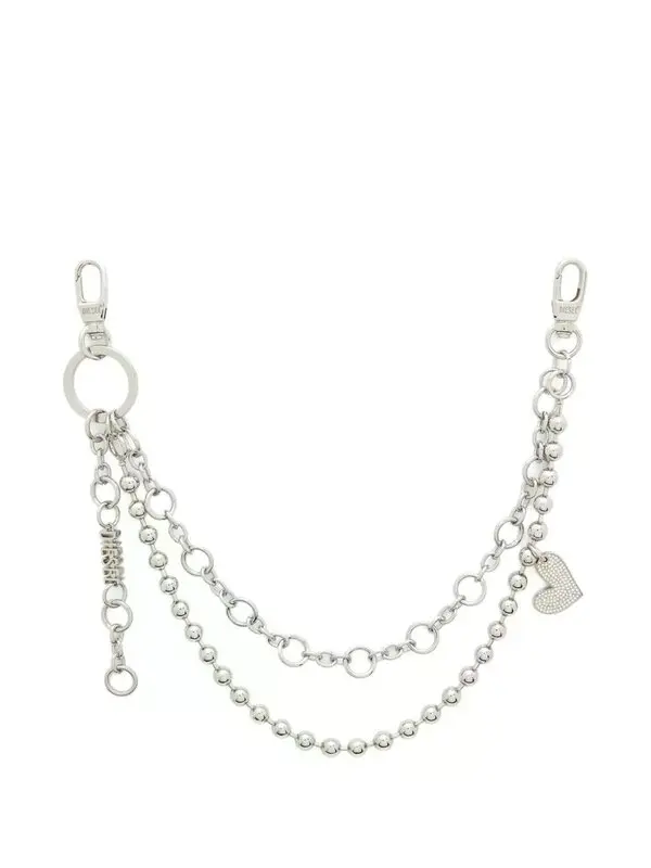 Diesel Heart Charm Chain Keyring - Silver